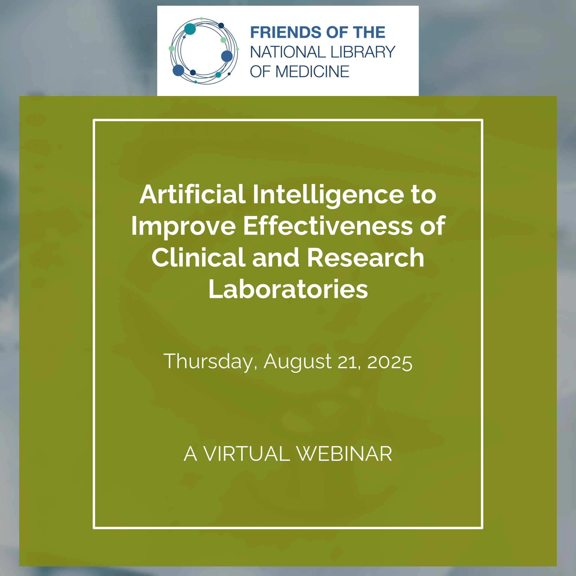 Artificial Intelligence to Improve Effectiveness of Clinical and Research Laboratories - Friends ...